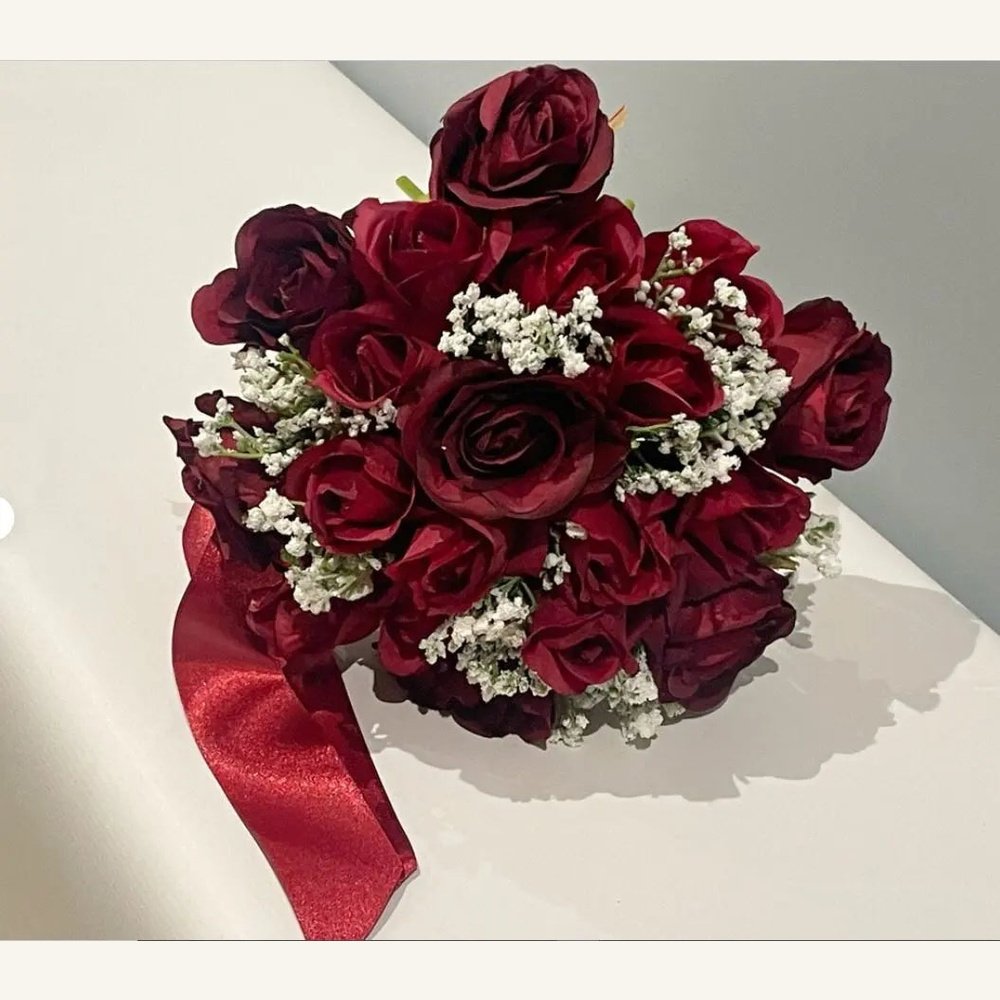 Dark Red Rose Bouquet - Handmade Elegance | Claire De Fleurs